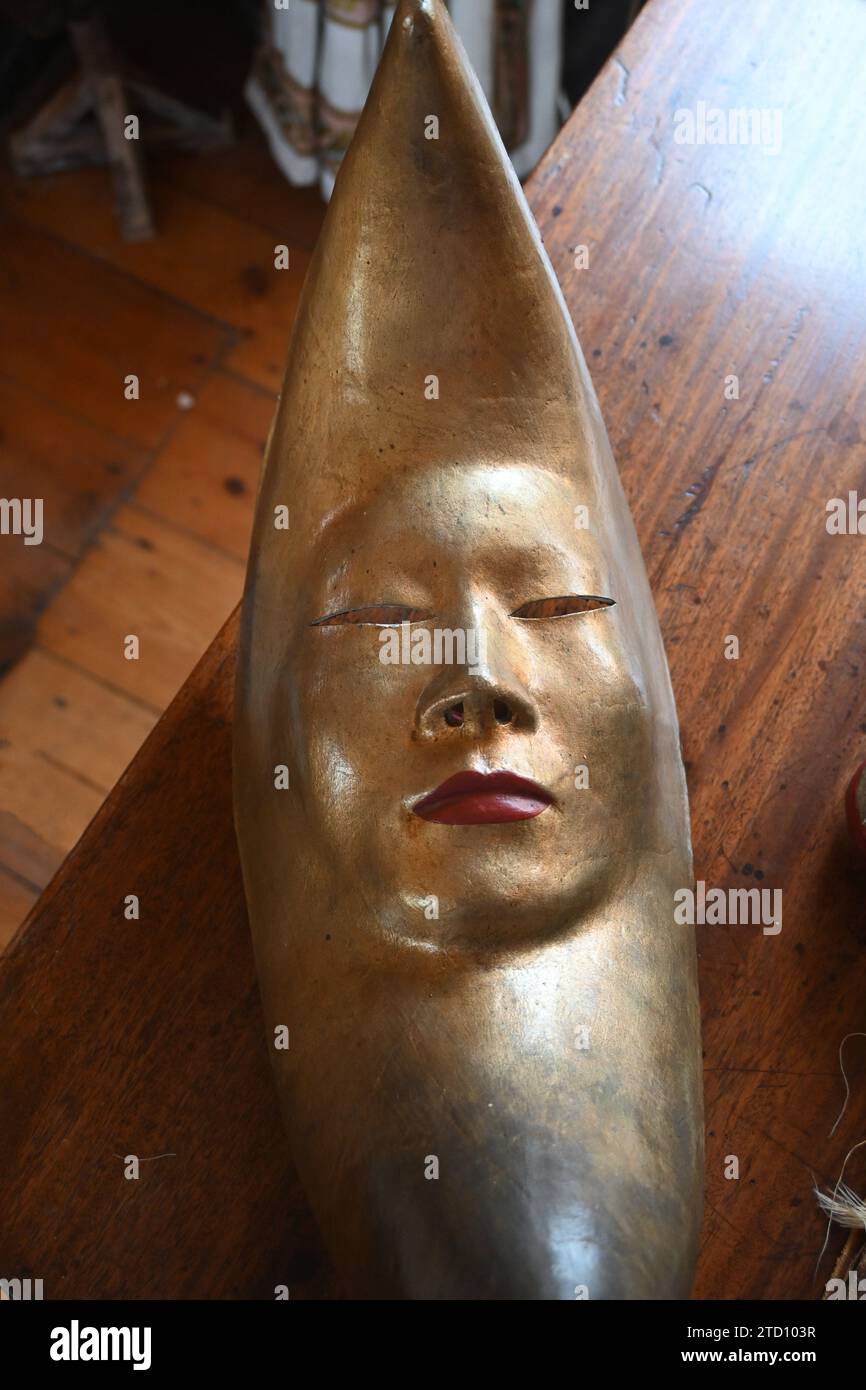 painted face masks, kentwell hall Stock Photo - Alamy