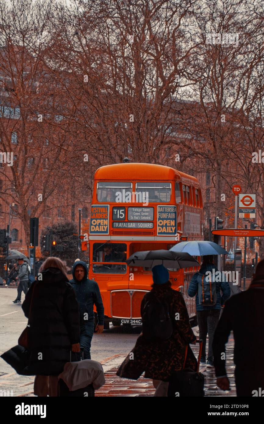 London in the rain Orange and Teal cinematic Stock Photo - Alamy