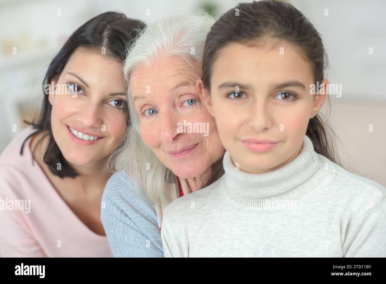 happy family of three generations smiling Stock Photo - Alamy