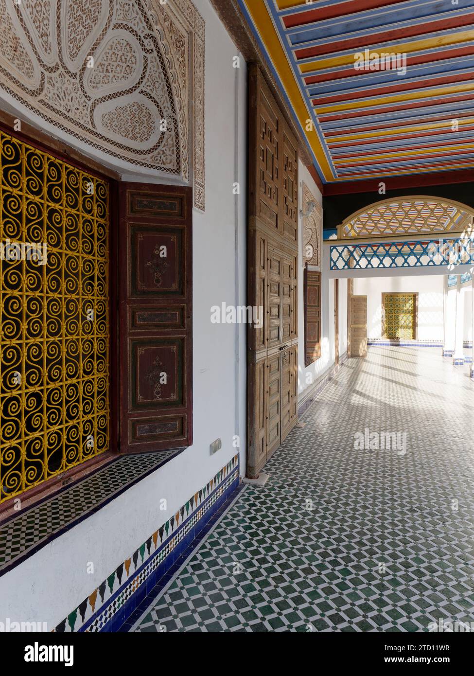 Elegant window and colourful walkway Bahia Palace interior in the city ...