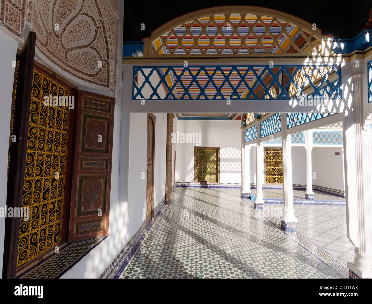 Elegant window and colourful walkway Bahia Palace interior in the city ...