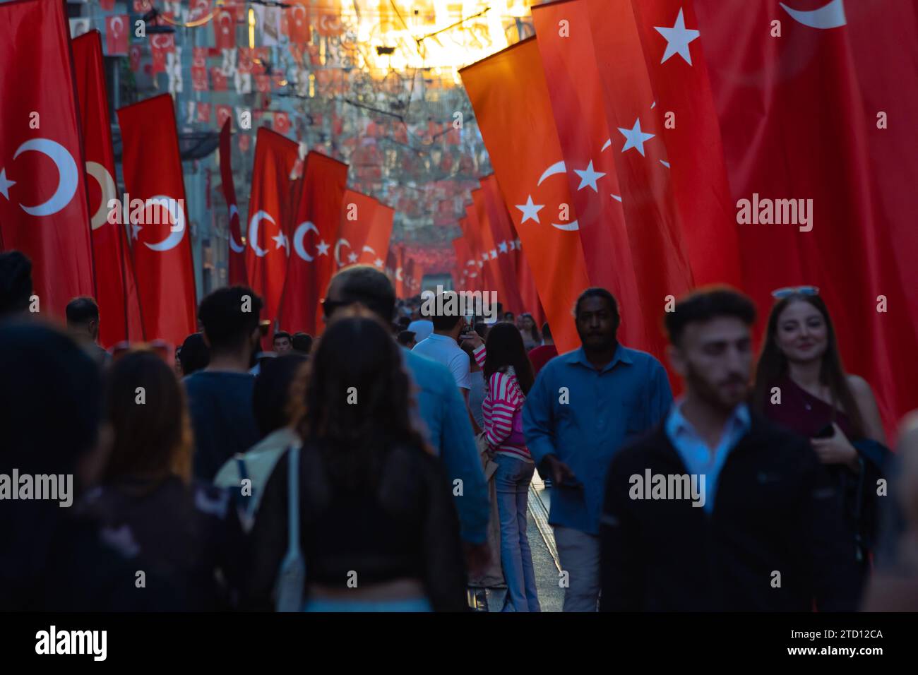 Turkish national holidays background photo. People and Turkish Flags in ...