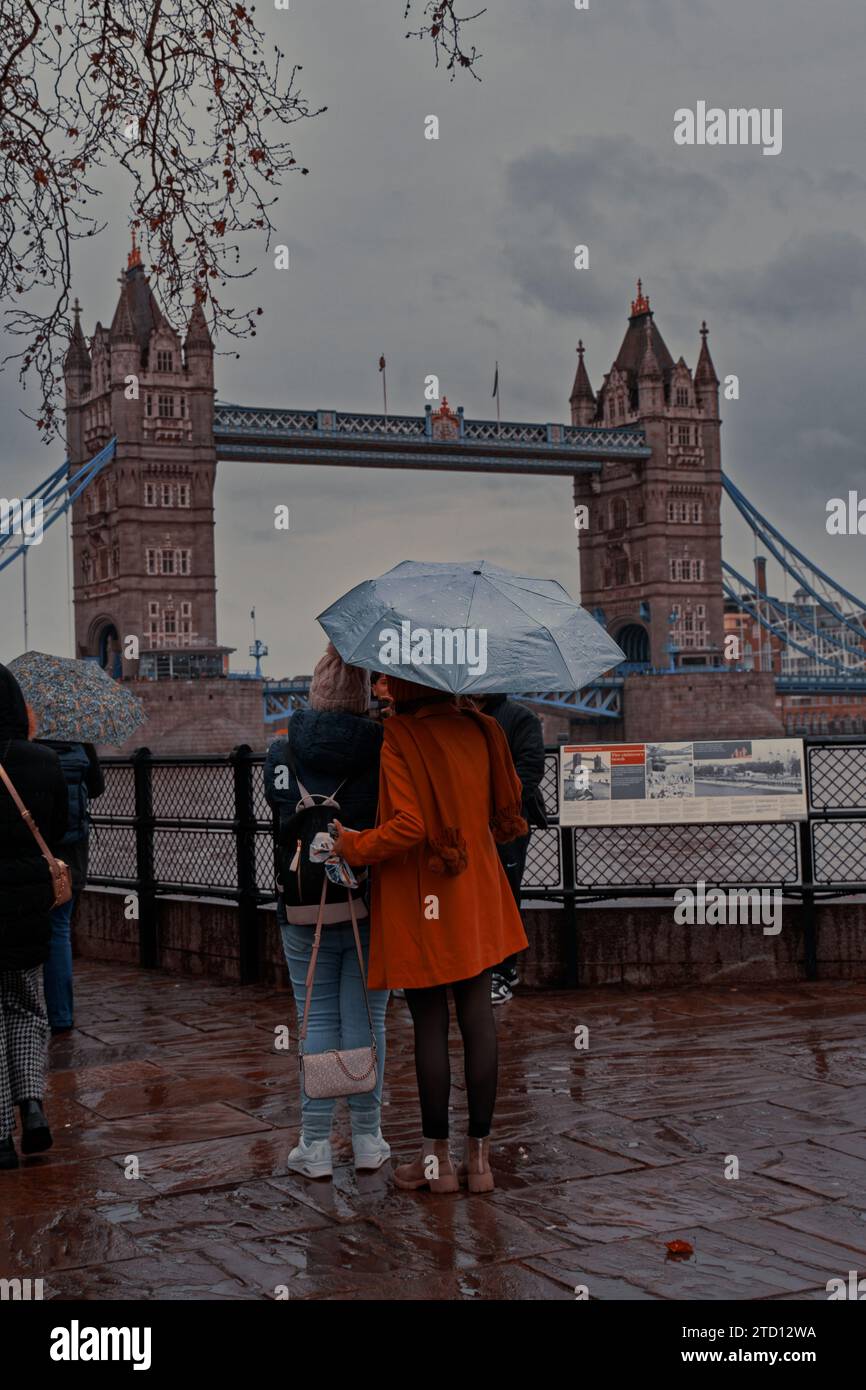 London in the rain Orange and Teal cinematic Stock Photo - Alamy