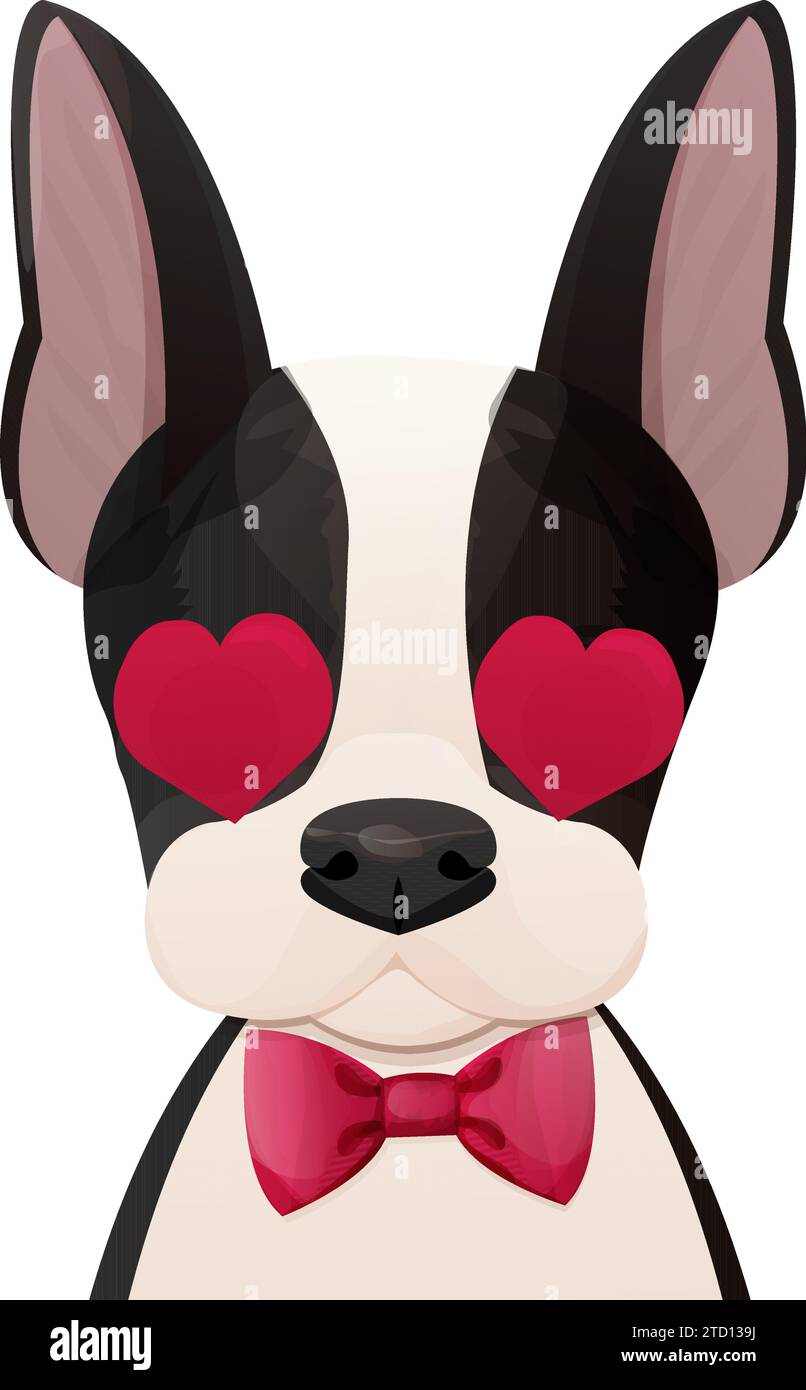 Cute boston terrier dog with heart, adorable pet in cartoon style ...
