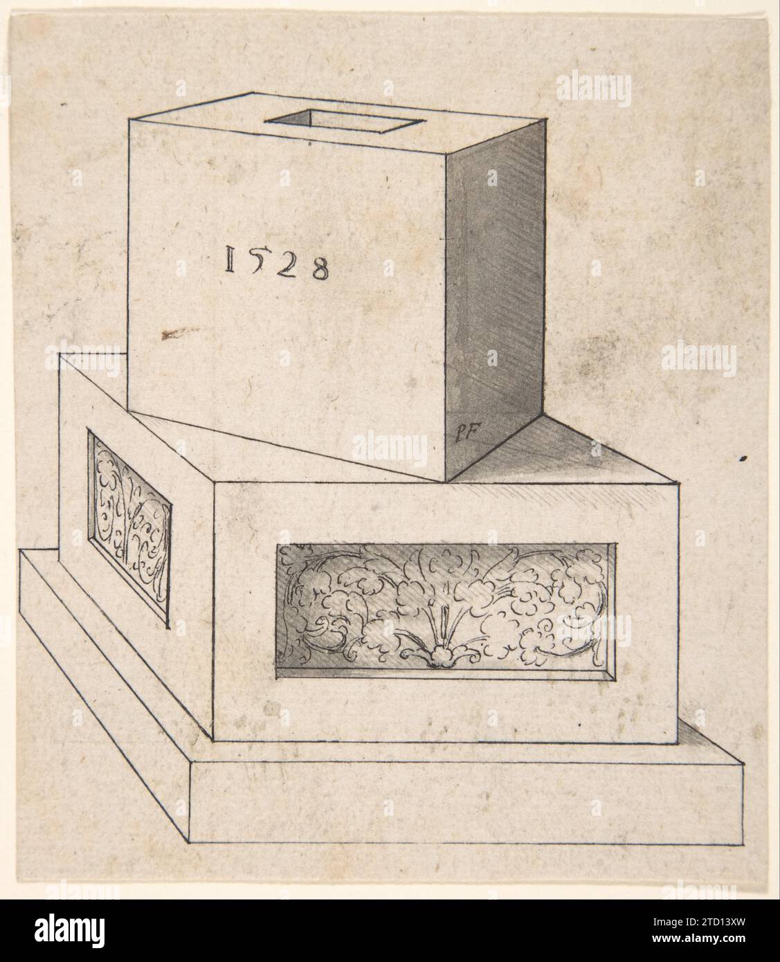 Perspectival Drawing of a Column Base with Cube 2007 by Peter Flotner ...