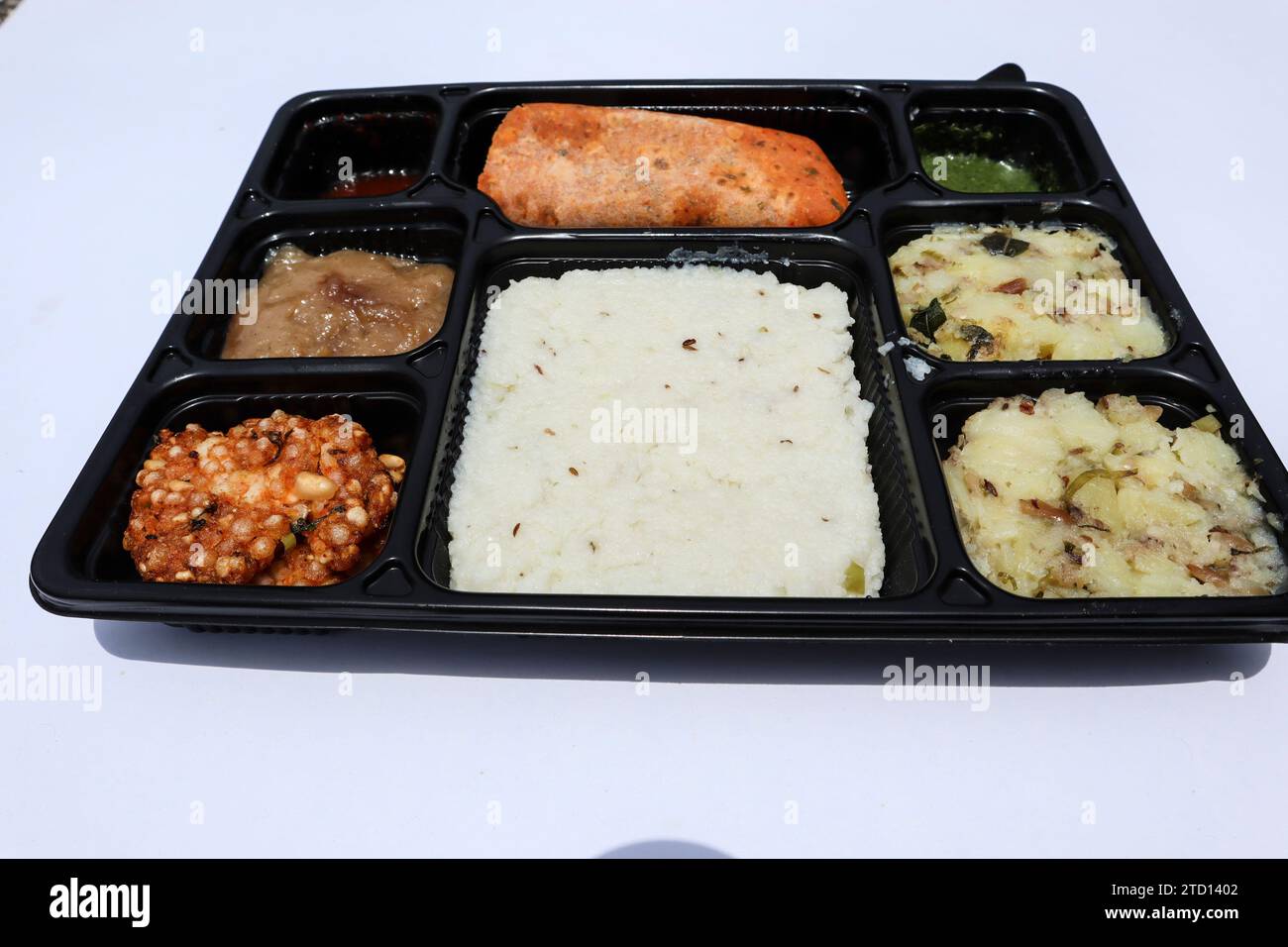 Indian UPwas thali, traditional fasting food platter or thaali. Farali ...