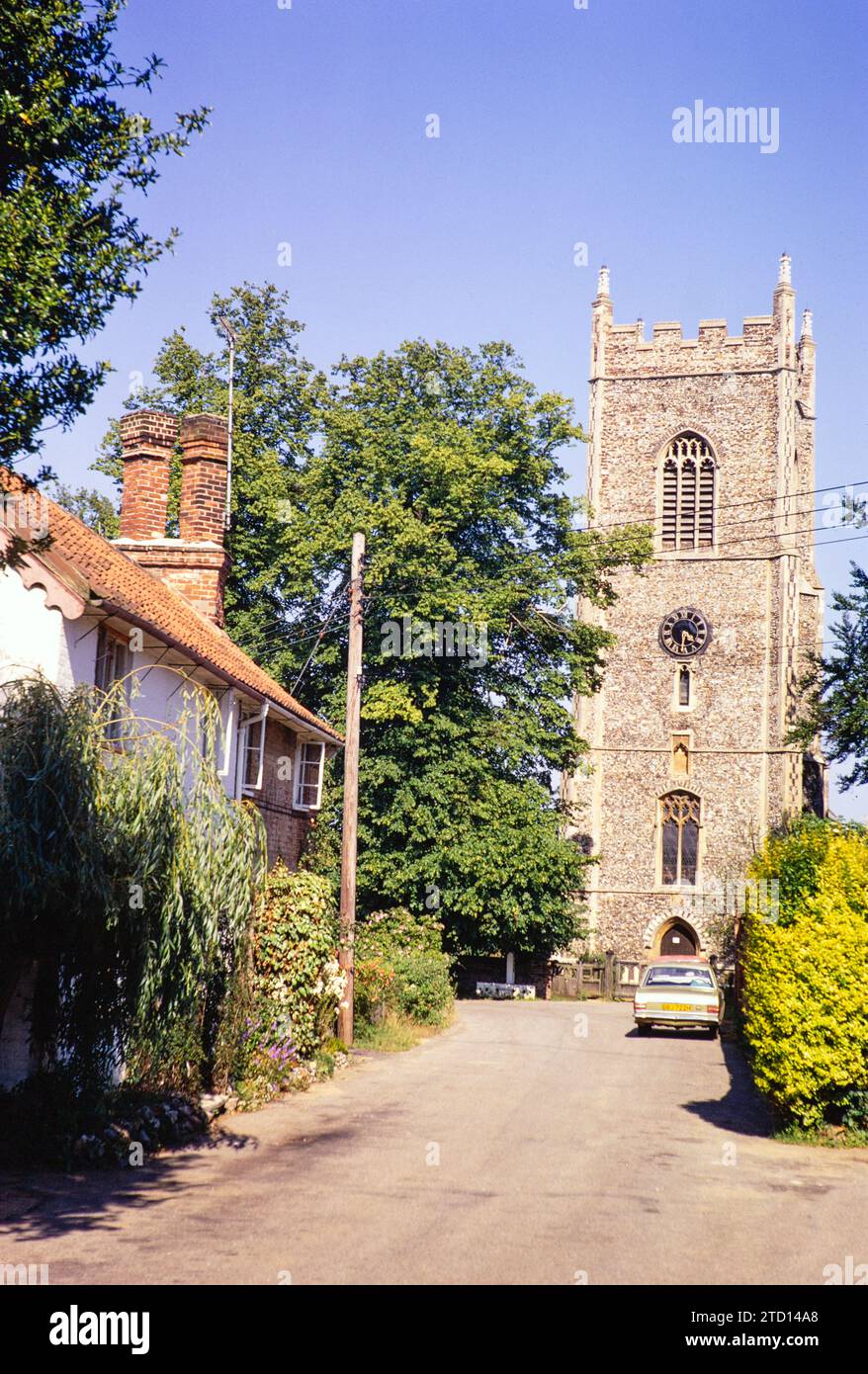 Church Lane and church, Ufford, Suffolk, July 1972 Stock Photo - Alamy