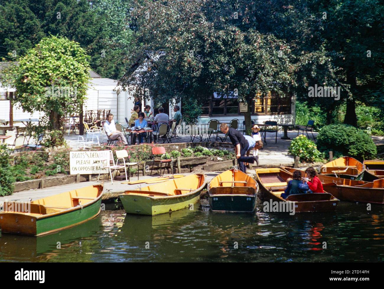 Rowing boats on River Stour, Flatford Mill, Suffolk, England, UK July ...
