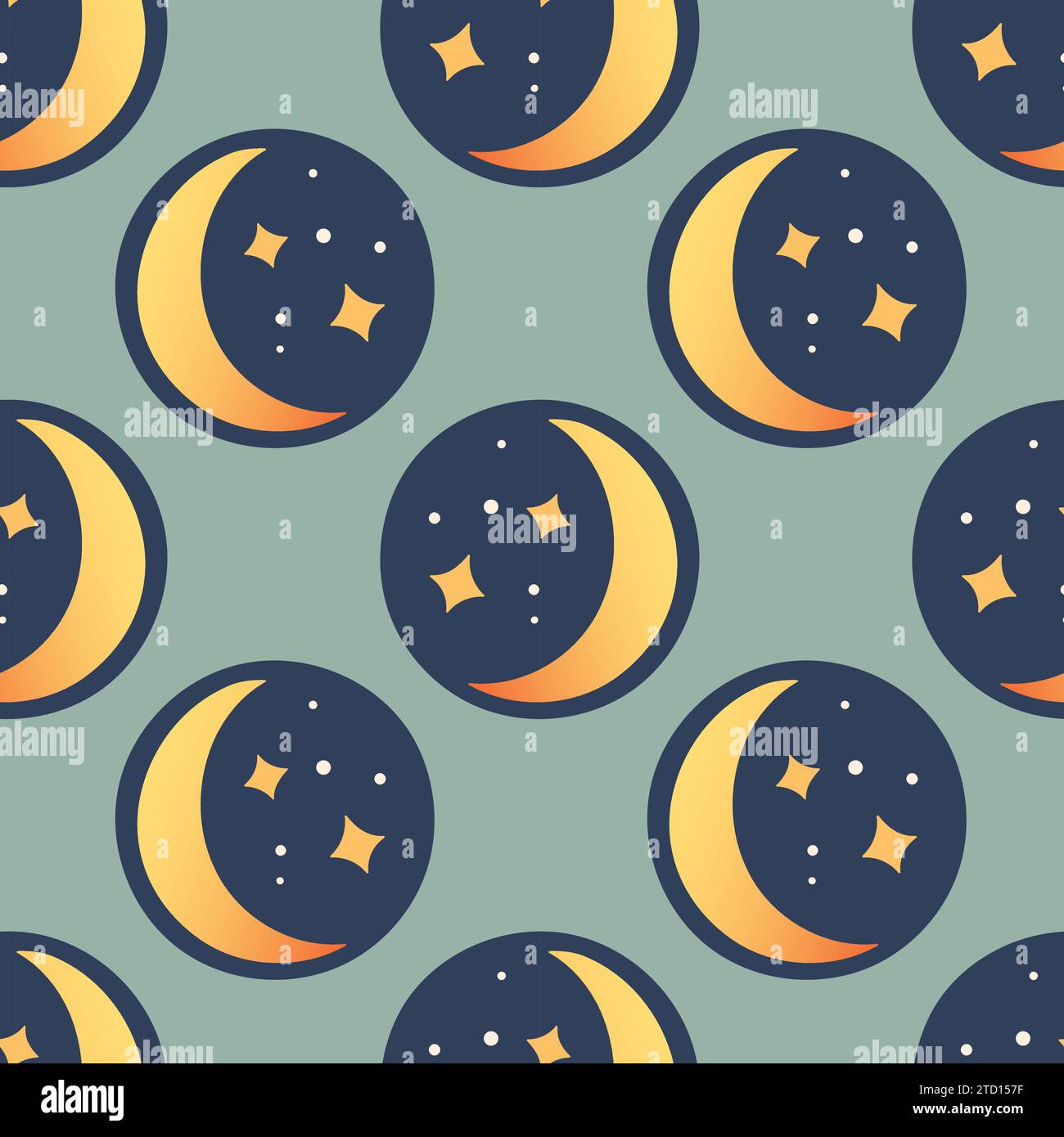 Solar Eclipse moon seamless pattern in flat cartoon style for kids ...