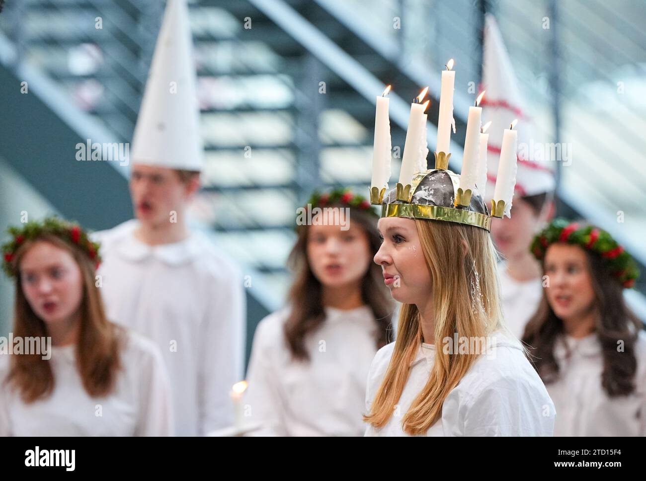 15 December 2023, Berlin: The Lucia Choir from the Stockholm Music High ...