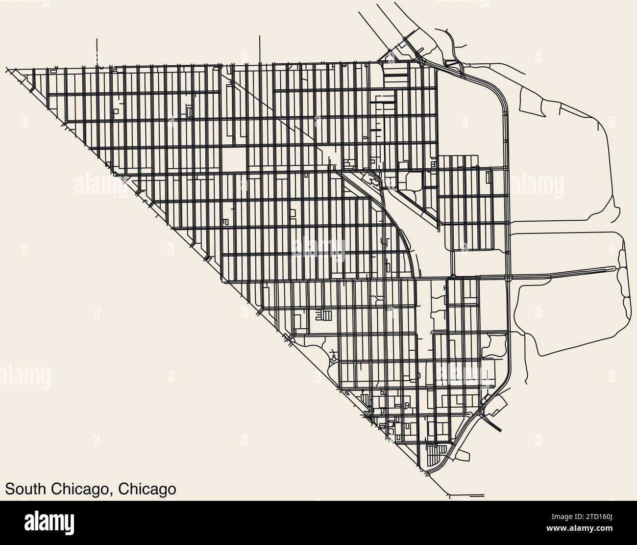 Street roads map of the SOUTH CHICAGO COMMUNITY AREA, CHICAGO Stock ...