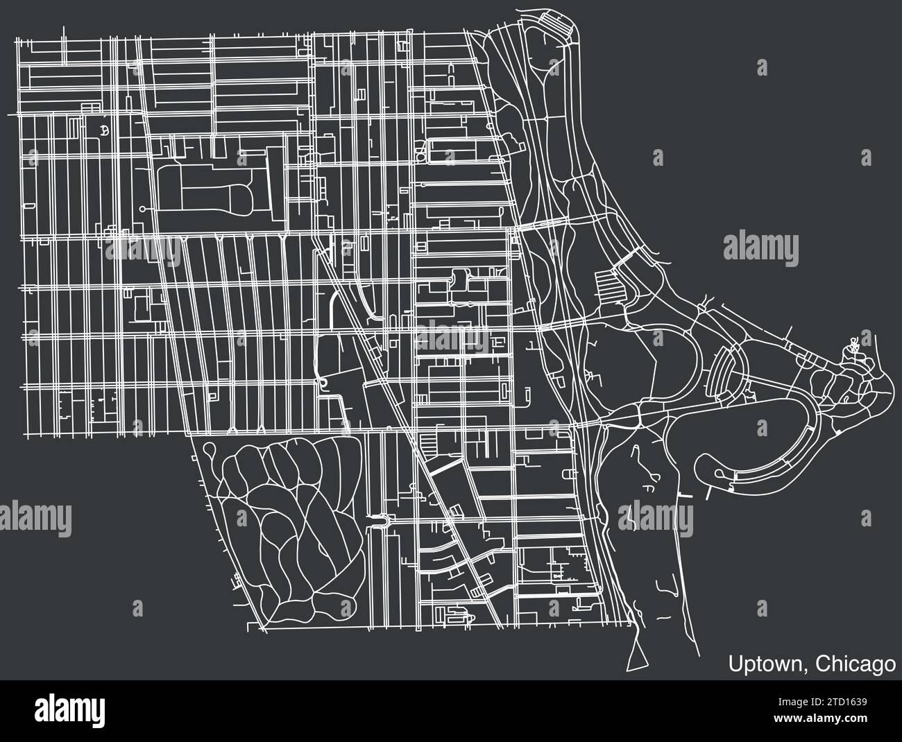 Street roads map of the UPTOWN COMMUNITY AREA, CHICAGO Stock Vector ...