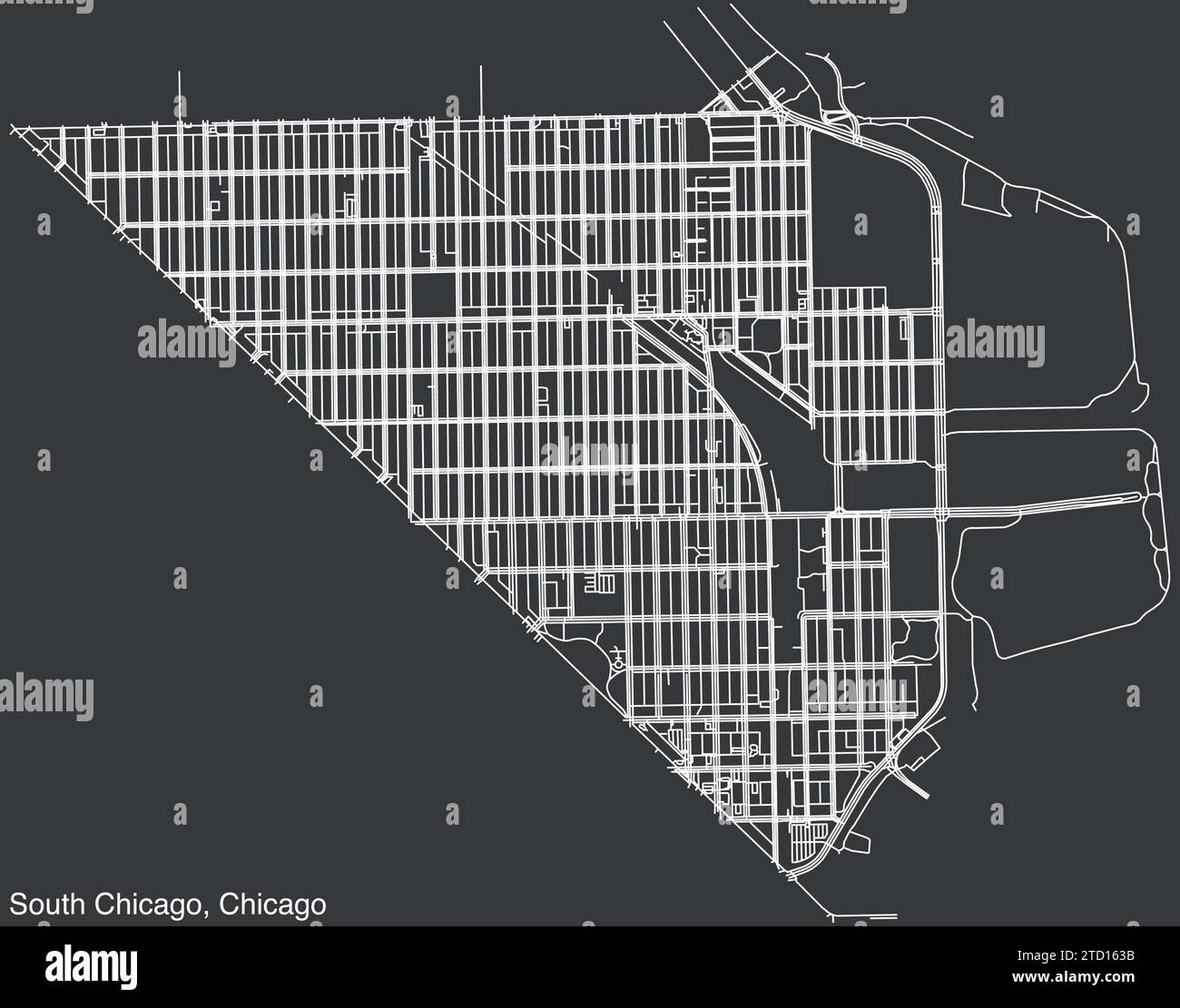 Street roads map of the SOUTH CHICAGO COMMUNITY AREA, CHICAGO Stock ...