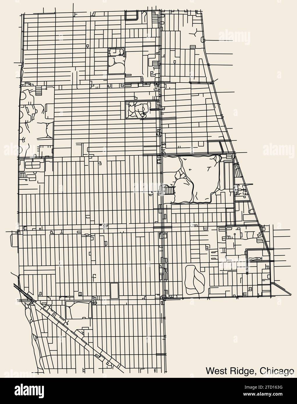 Street roads map of the WEST RIDGE COMMUNITY AREA, CHICAGO Stock Vector ...