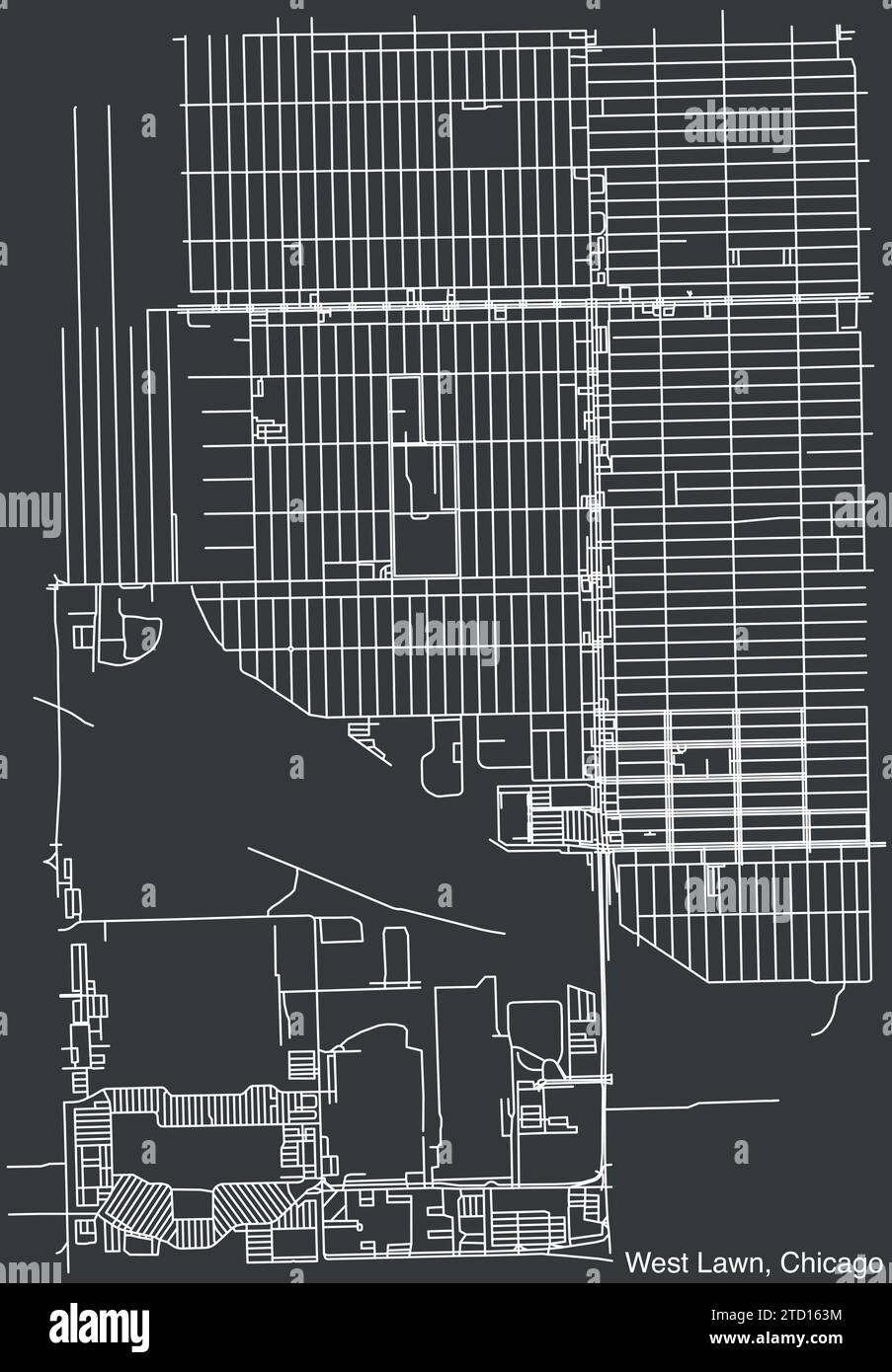 Street roads map of the WEST LAWN COMMUNITY AREA, CHICAGO Stock Vector ...