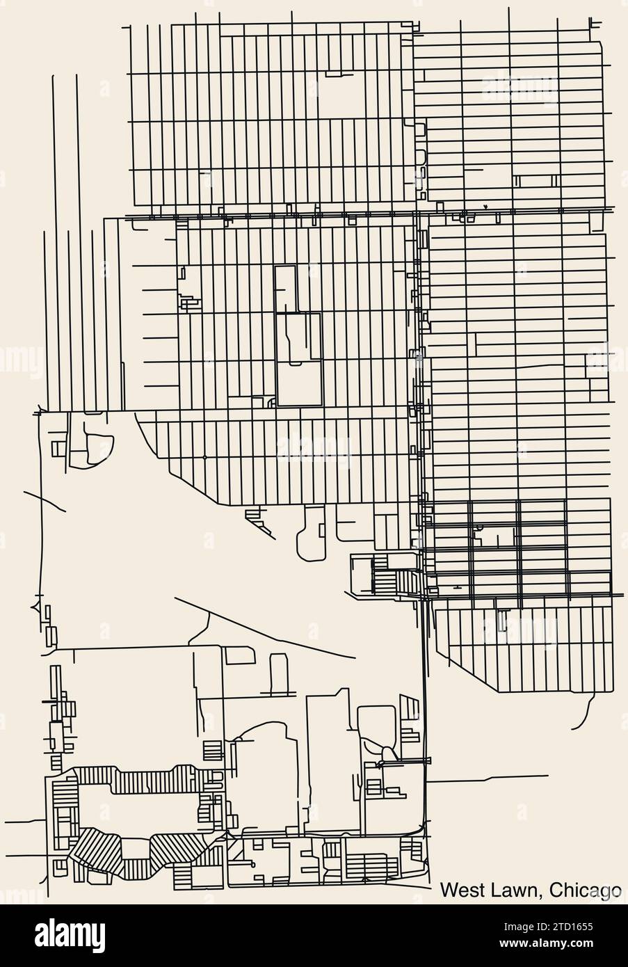 Street roads map of the WEST LAWN COMMUNITY AREA, CHICAGO Stock Vector ...