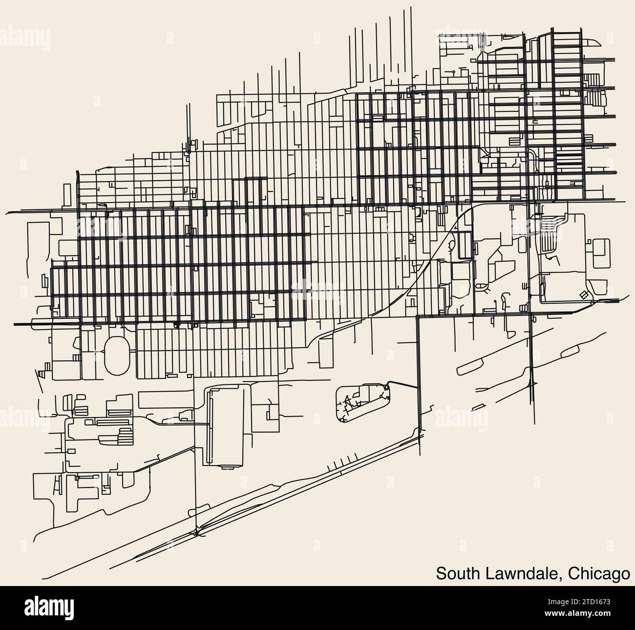 Street roads map of the SOUTH LAWNDALE COMMUNITY AREA, CHICAGO Stock ...