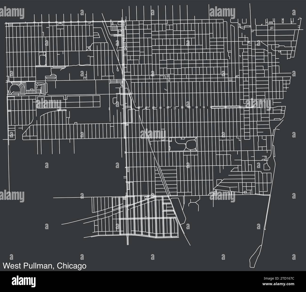 Street roads map of the WEST PULLMAN COMMUNITY AREA, CHICAGO Stock ...