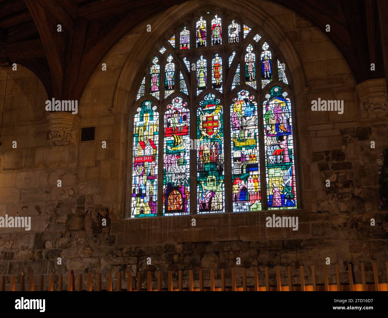 1960s stained glass window in the Guildhall York Stock Photo - Alamy