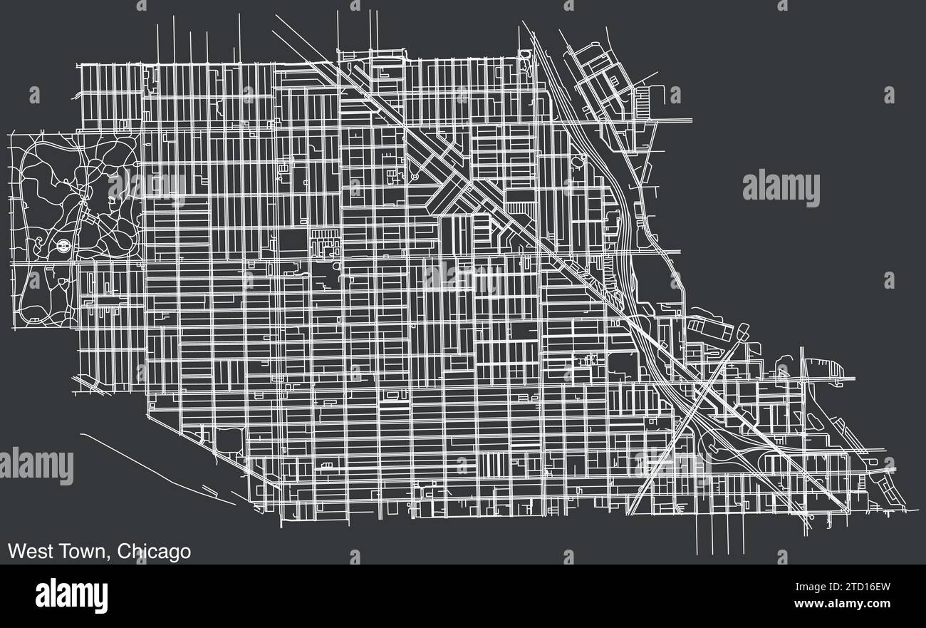 Street roads map of the WEST TOWN COMMUNITY AREA, CHICAGO Stock Vector ...