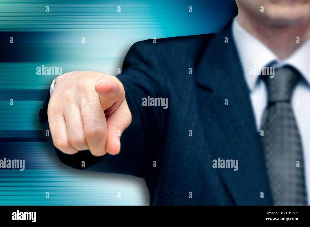 man in suit pointing a finger forward Stock Photo - Alamy