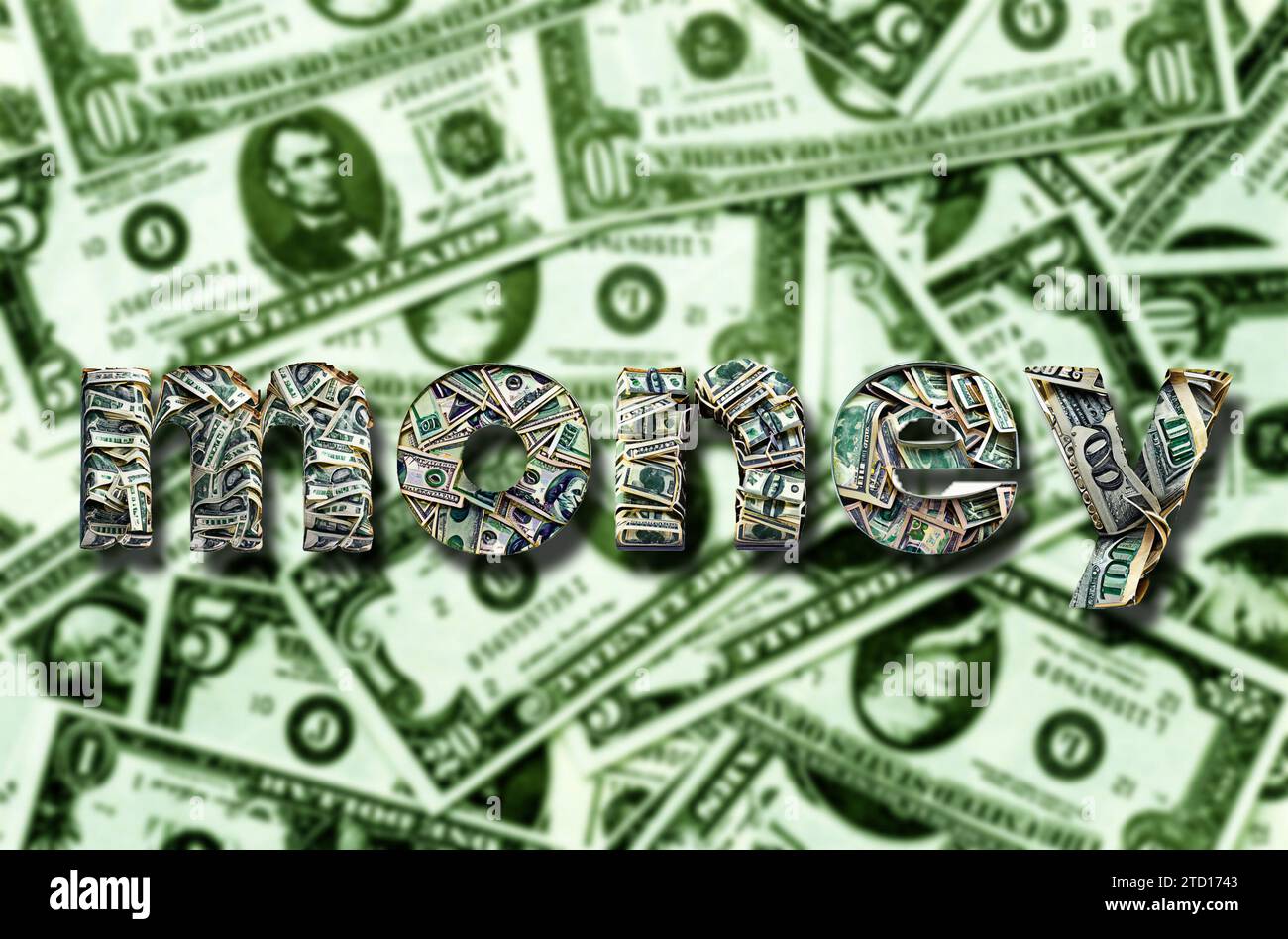 dollars background and money text filled with banknotes Stock Photo - Alamy