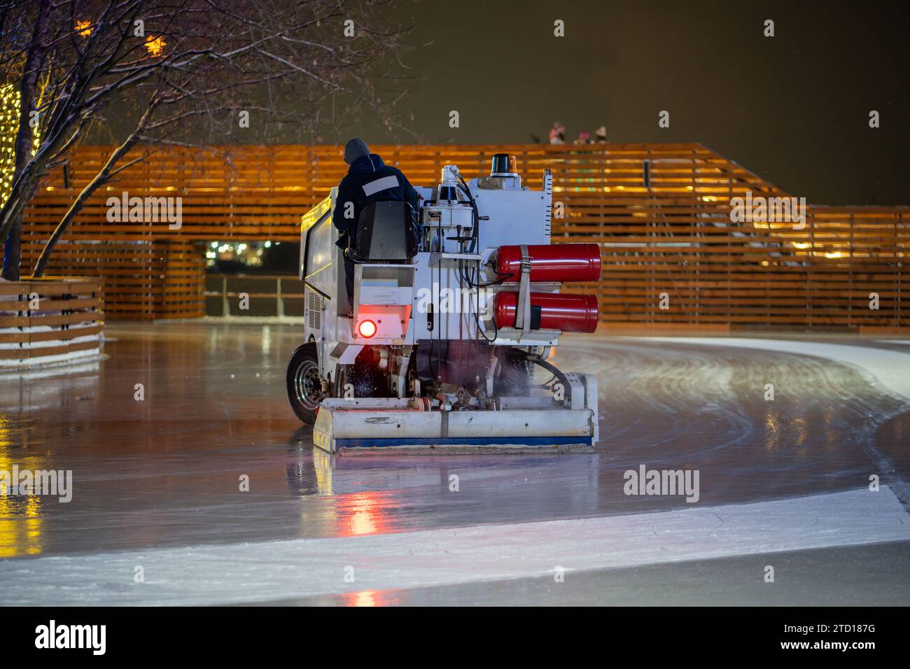 Ice rink resurfacer vehicle resurface machine outdoor Stock Photo - Alamy