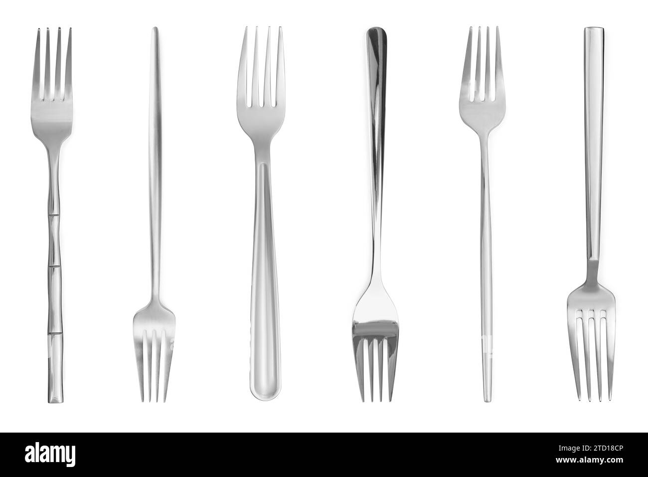 Shiny silver forks isolated on white, set Stock Photo - Alamy