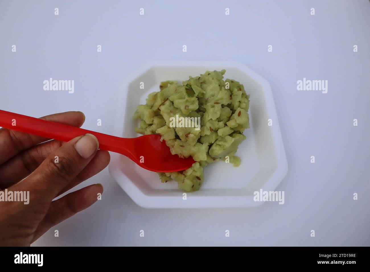 Upwas, Vrat fasting food item Khichu, popular in Gujarat. India. Indian ...