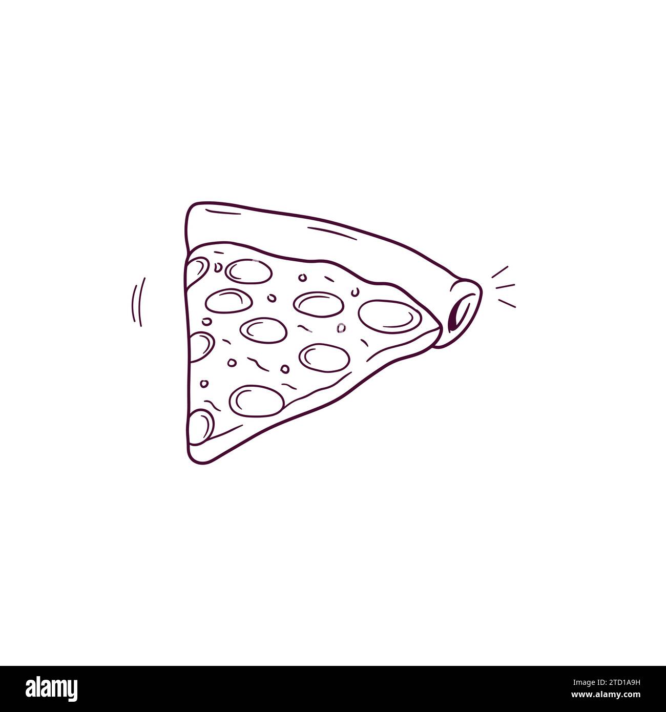 Hand Drawn illustration of sliced pizza icon. Doodle Vector Sketch ...