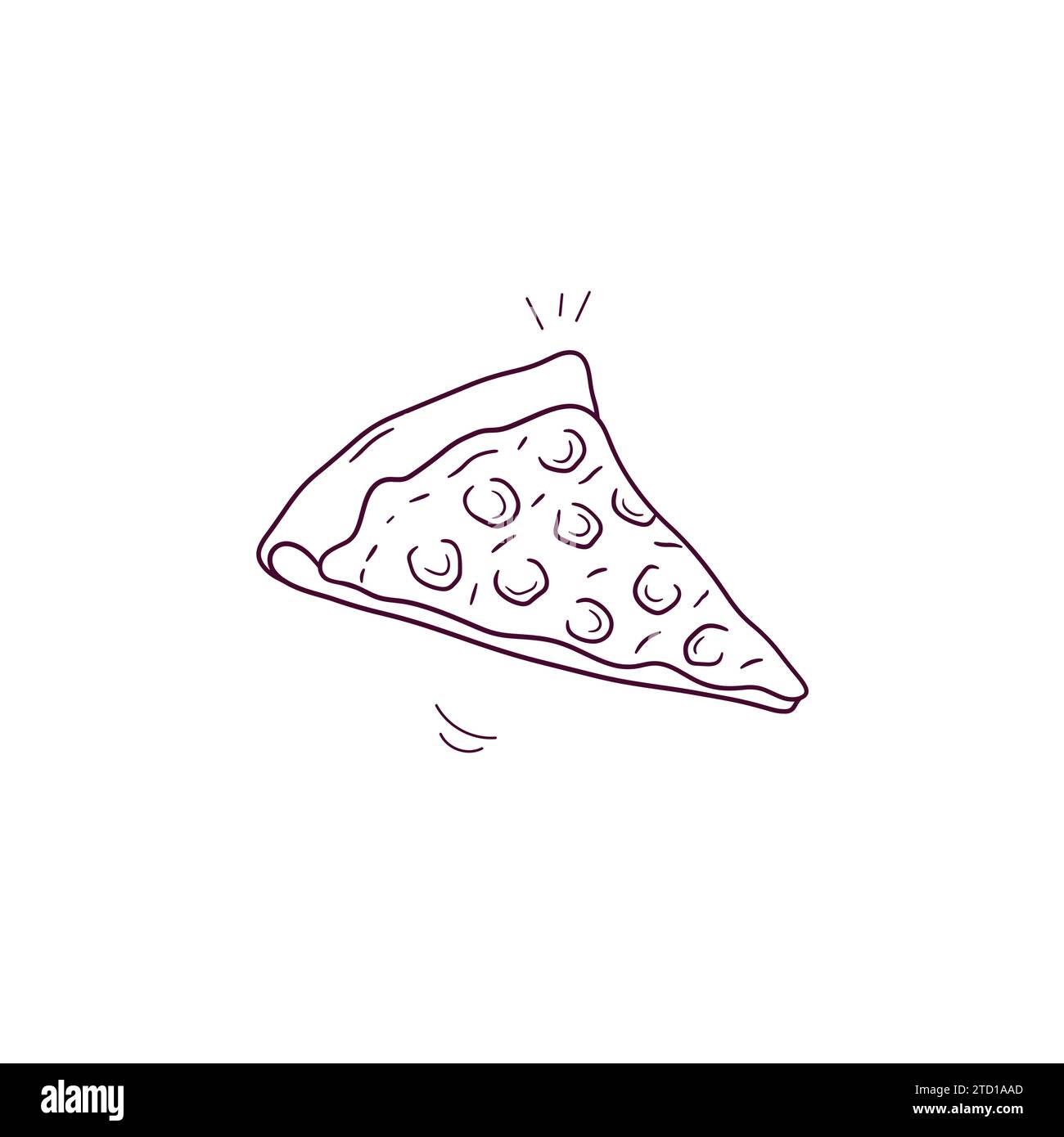 Hand Drawn illustration of sliced pizza icon. Doodle Vector Sketch ...