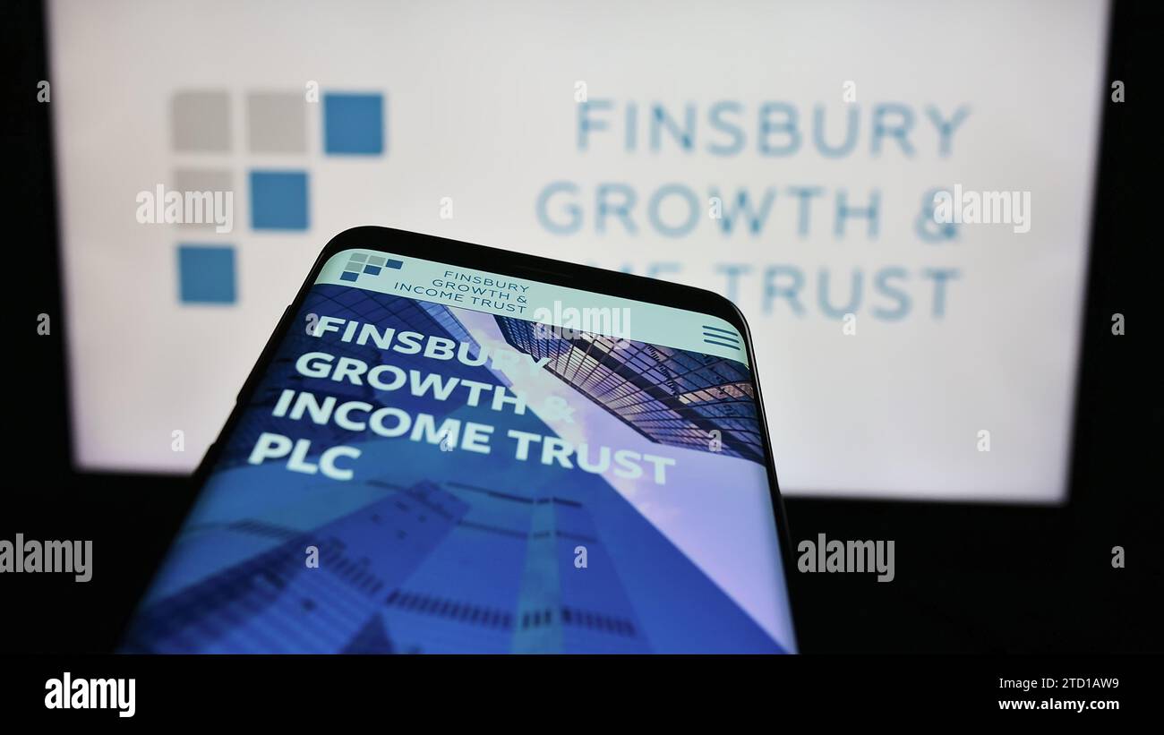 Mobile phone with website of British company Finsbury Growth Income ...