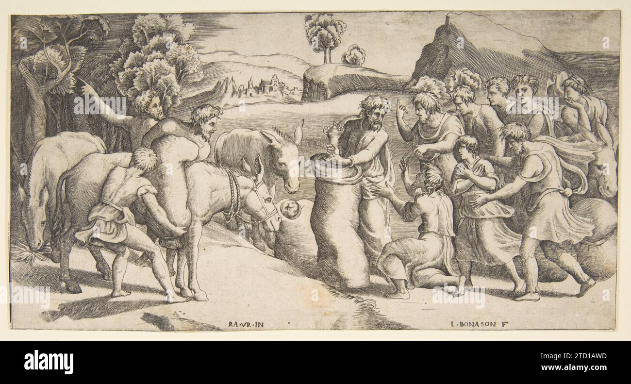 Joseph's cup being discovered in Benjamin's sack of grain 1953 by ...