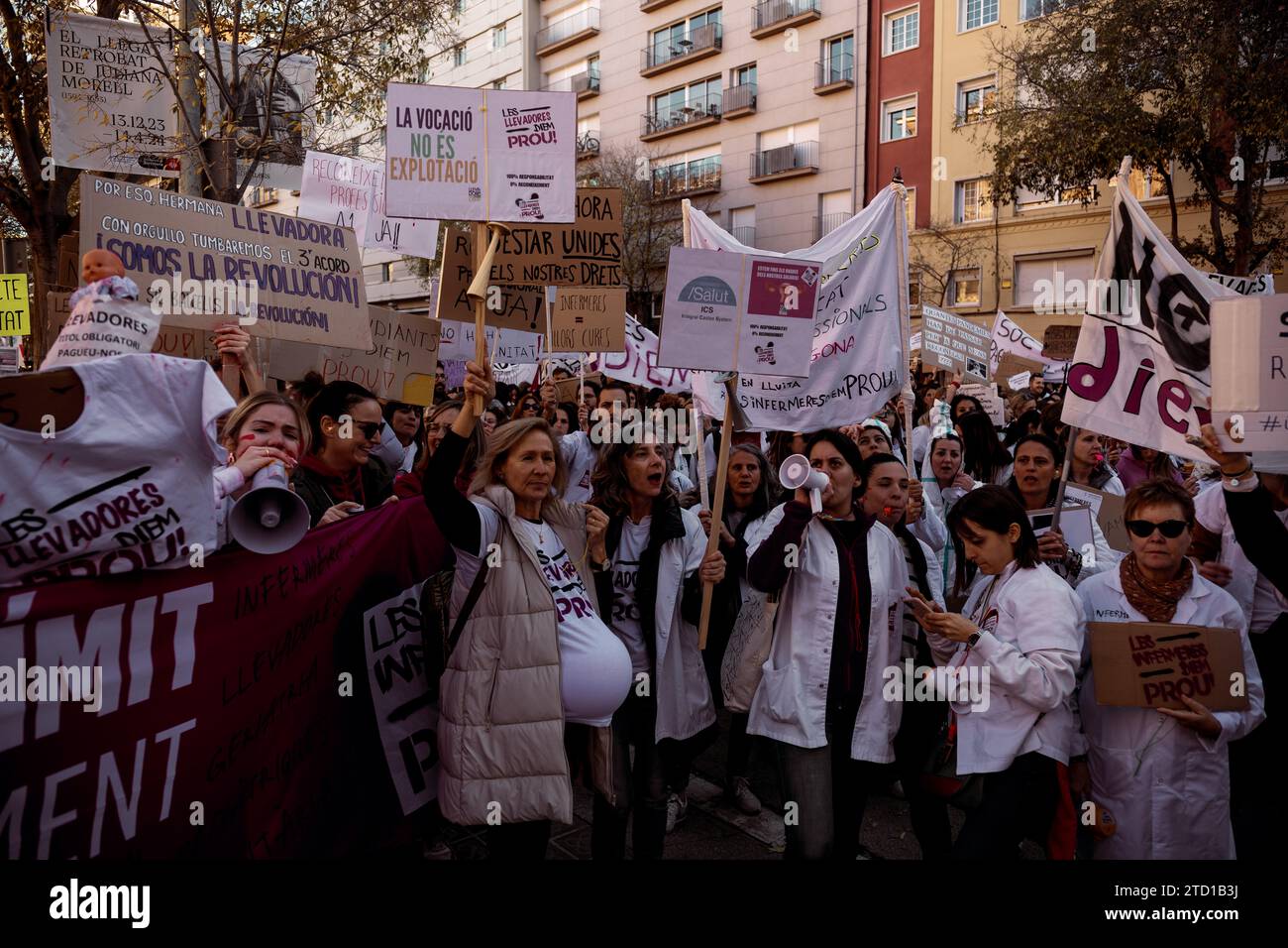 Barcelona, Spain. 15 December, 2023: Members of the healthcare sector ...
