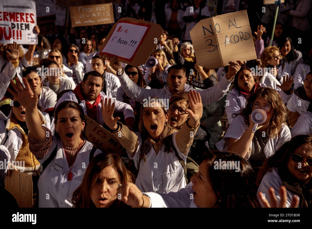 Barcelona, Spain. 15 December, 2023: Members of the healthcare sector ...