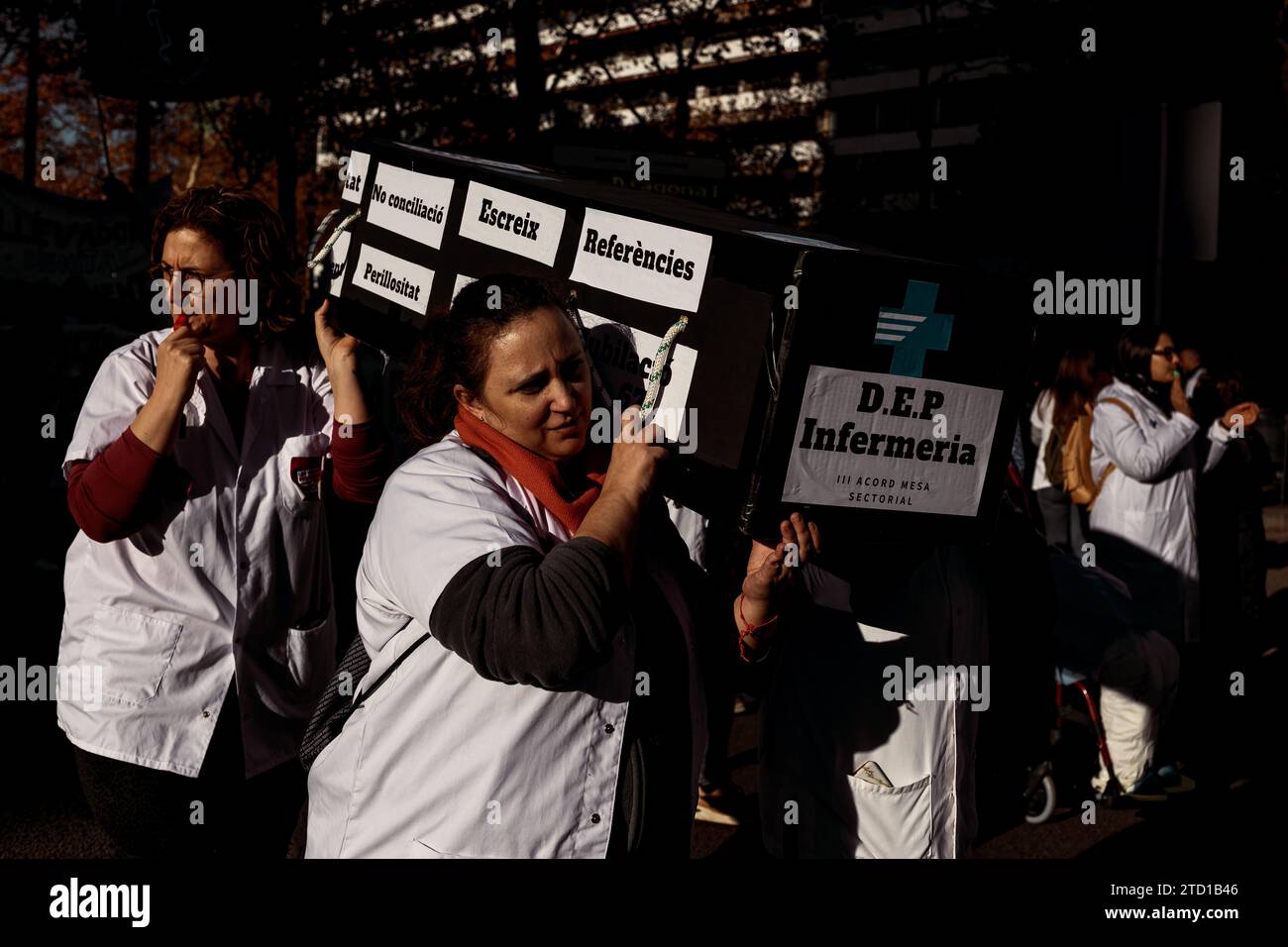 Barcelona, Spain. 15 December, 2023: Members of the healthcare sector ...