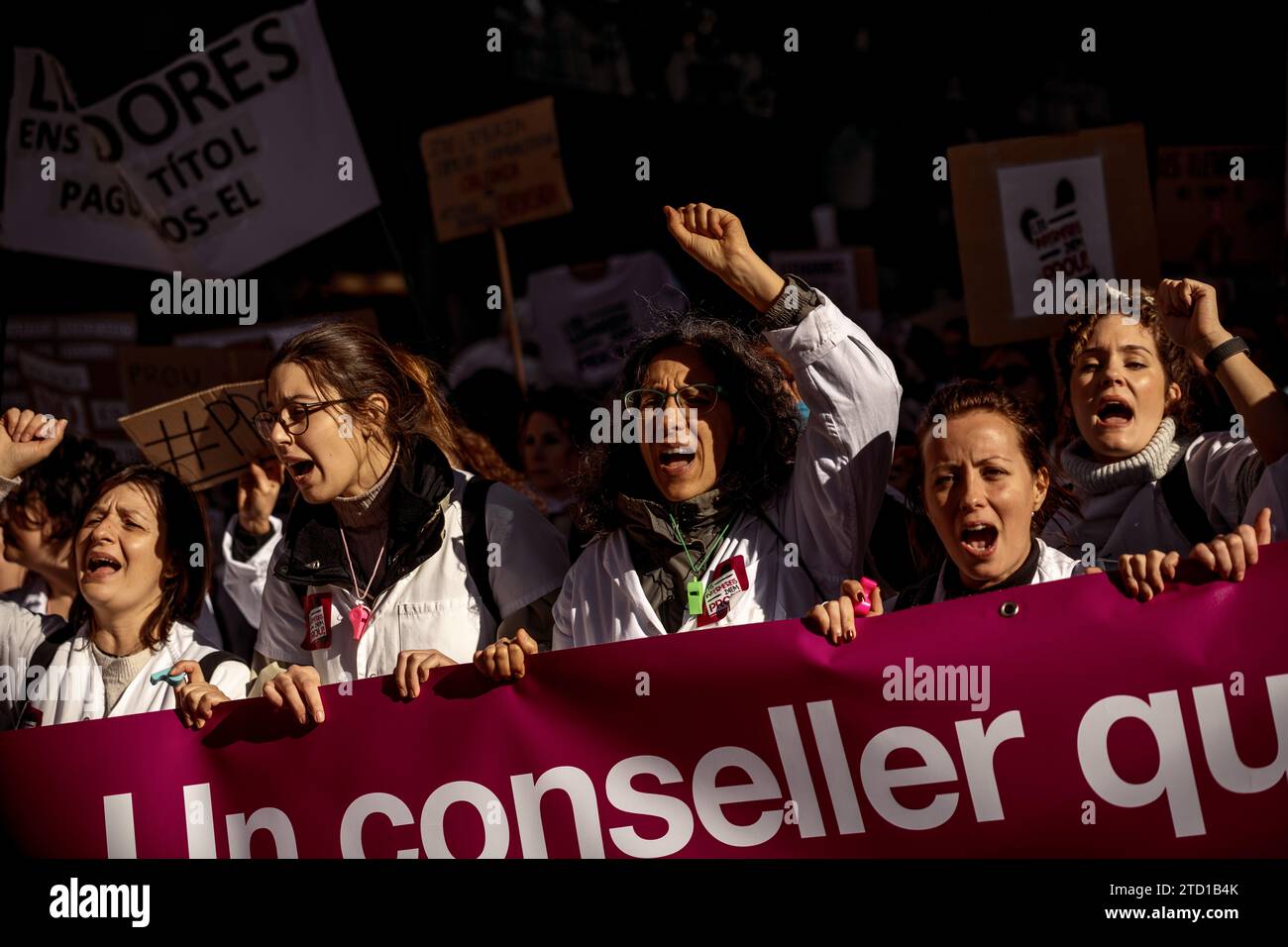 Barcelona, Spain. 15 December, 2023: Members of the healthcare sector ...