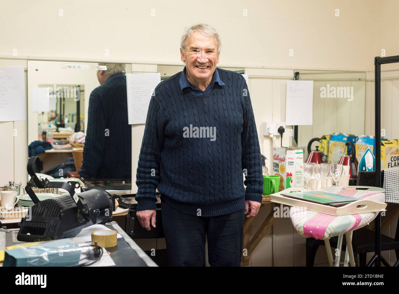 A stage manager and Theatre director backstage at a local theatre Stock ...