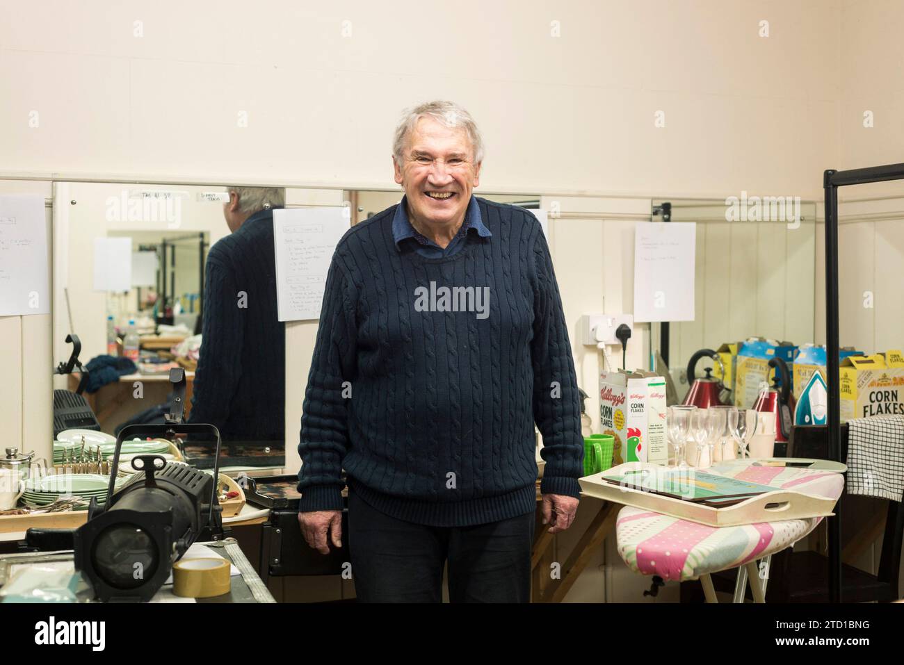 A stage manager and Theatre director backstage at a local theatre Stock ...