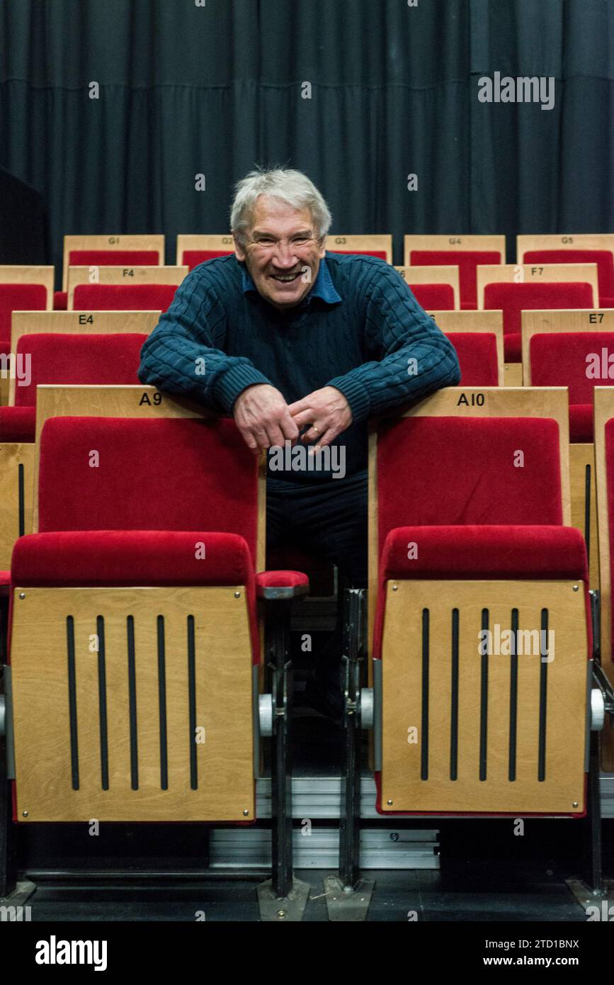 A stage manager and Theatre director backstage at a local theatre Stock ...