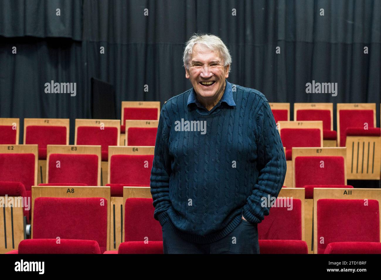 A stage manager and Theatre director backstage at a local theatre Stock ...
