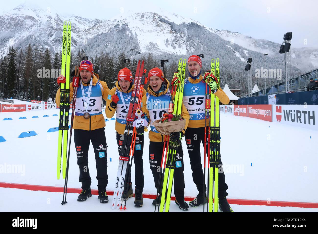 Deutscher Team-Jubel in der Lenzerheide: v.li. Philipp Nawrath (SK ...