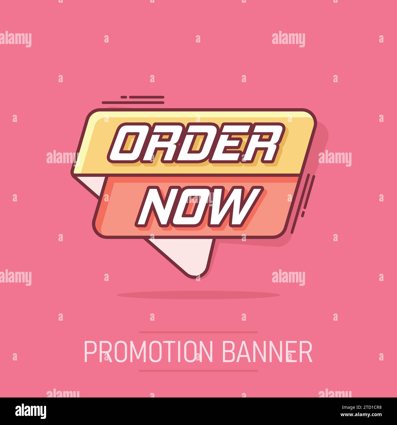 Vector cartoon order now banner icon in comic style. Badge shopping ...