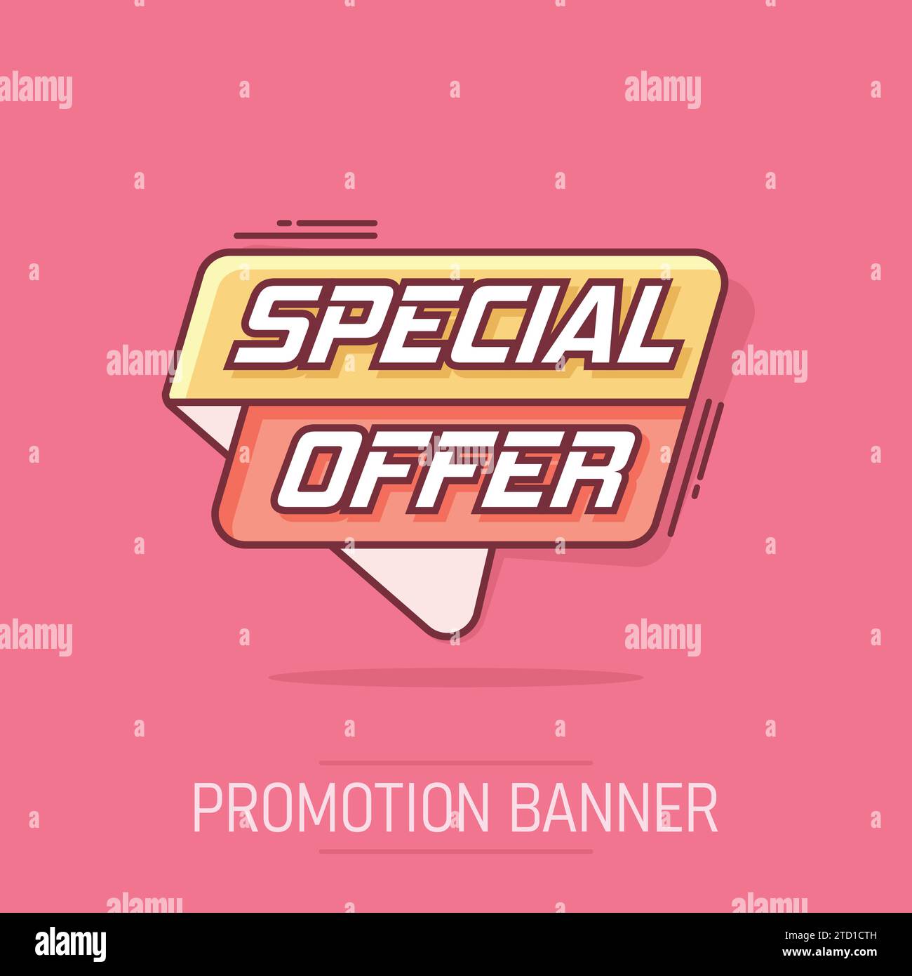 Vector cartoon special offer banner icon in comic style. Badge shopping ...