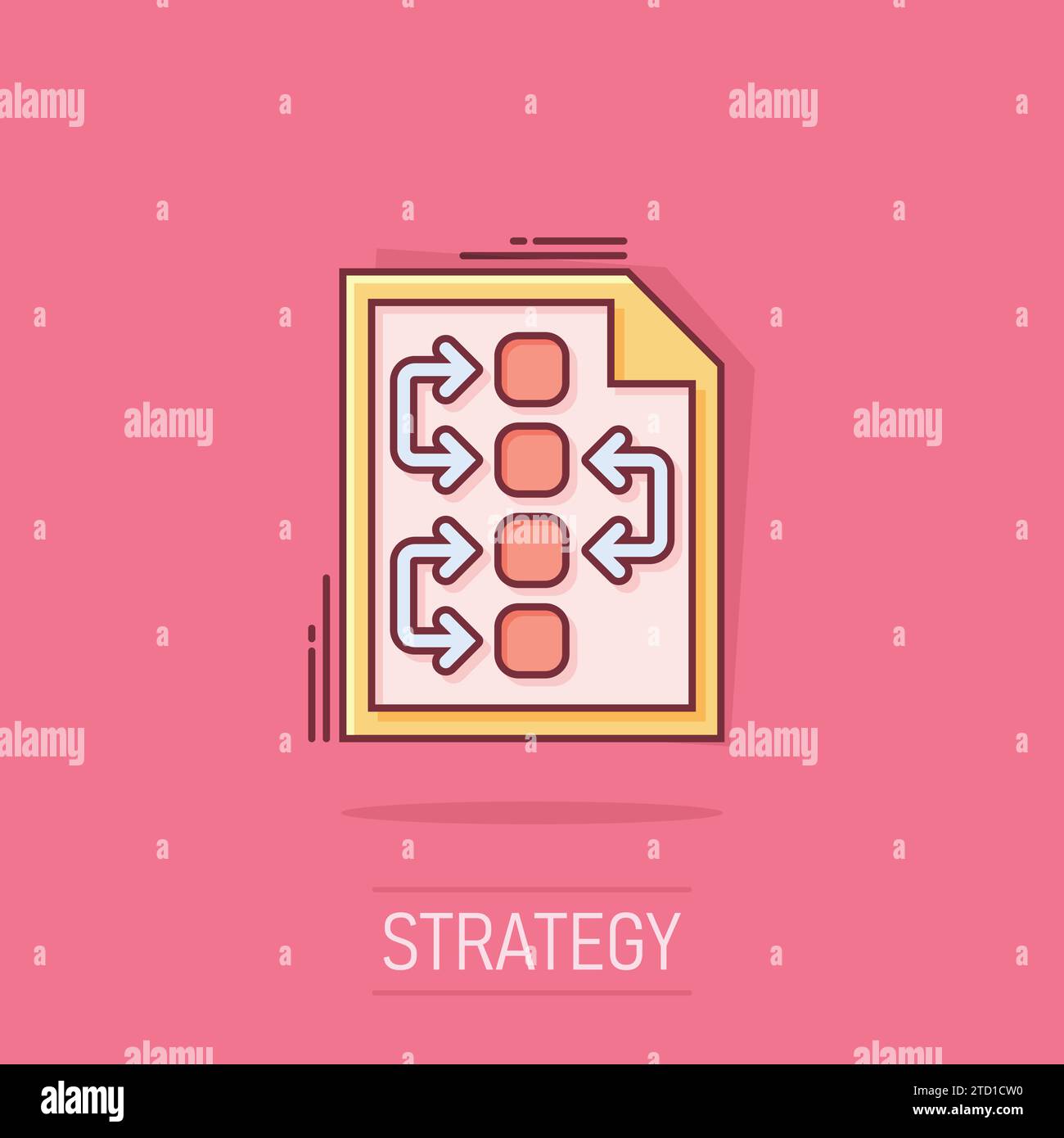 Vector cartoon tactical plan document icon in comic style. Strategy ...