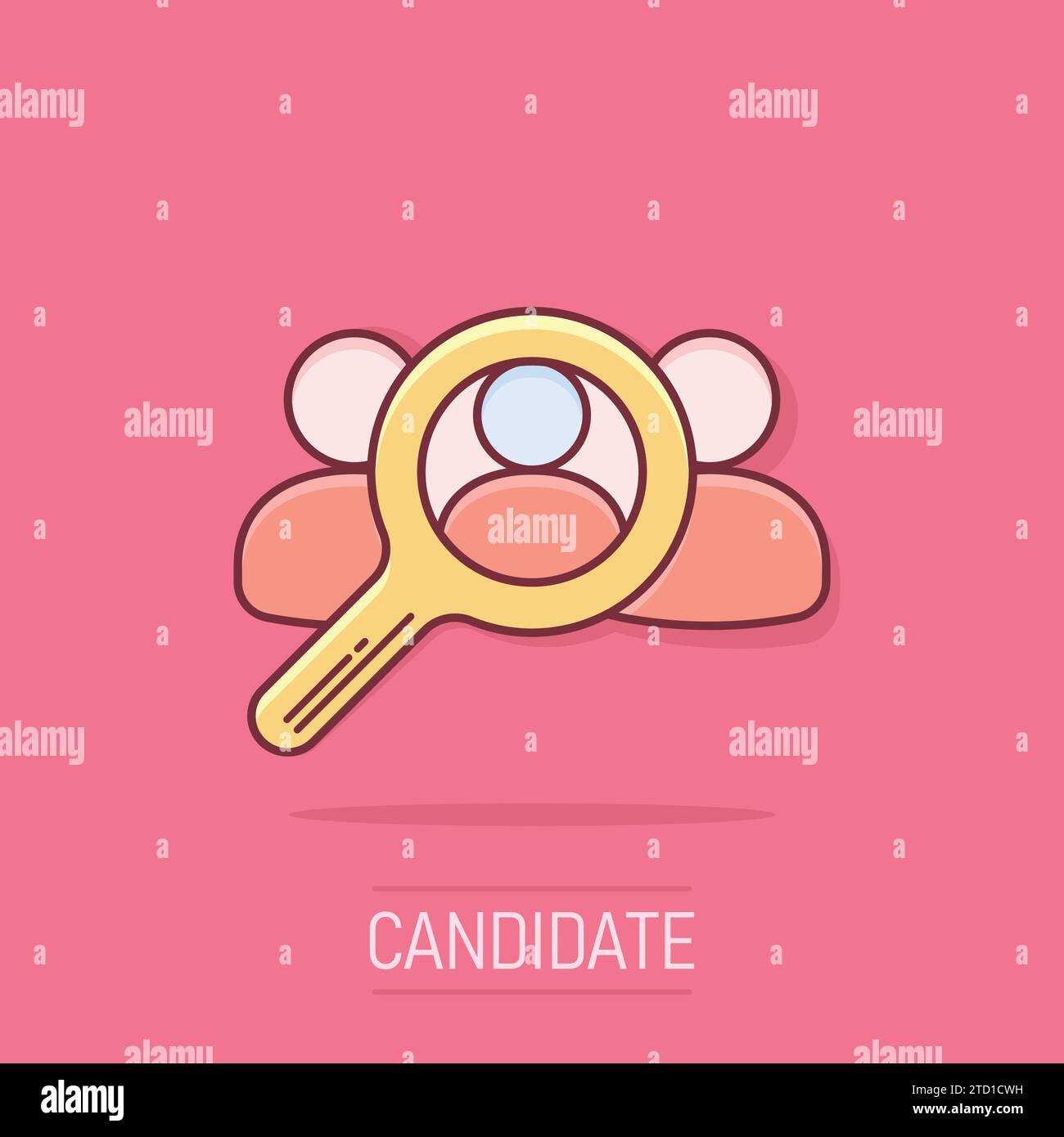 Vector cartoon search for employees and job icon in comic style. Human ...