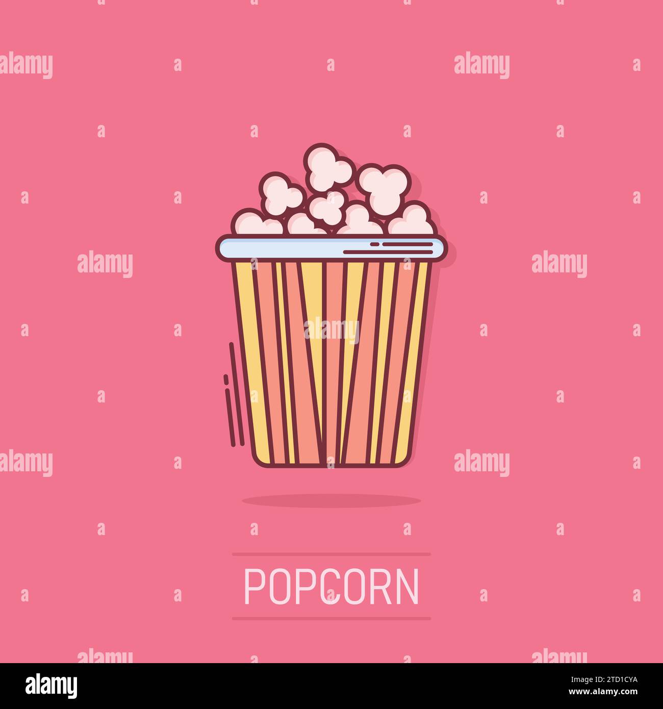 Popcorn vector icon in comic style. Cinema food illustration on white ...