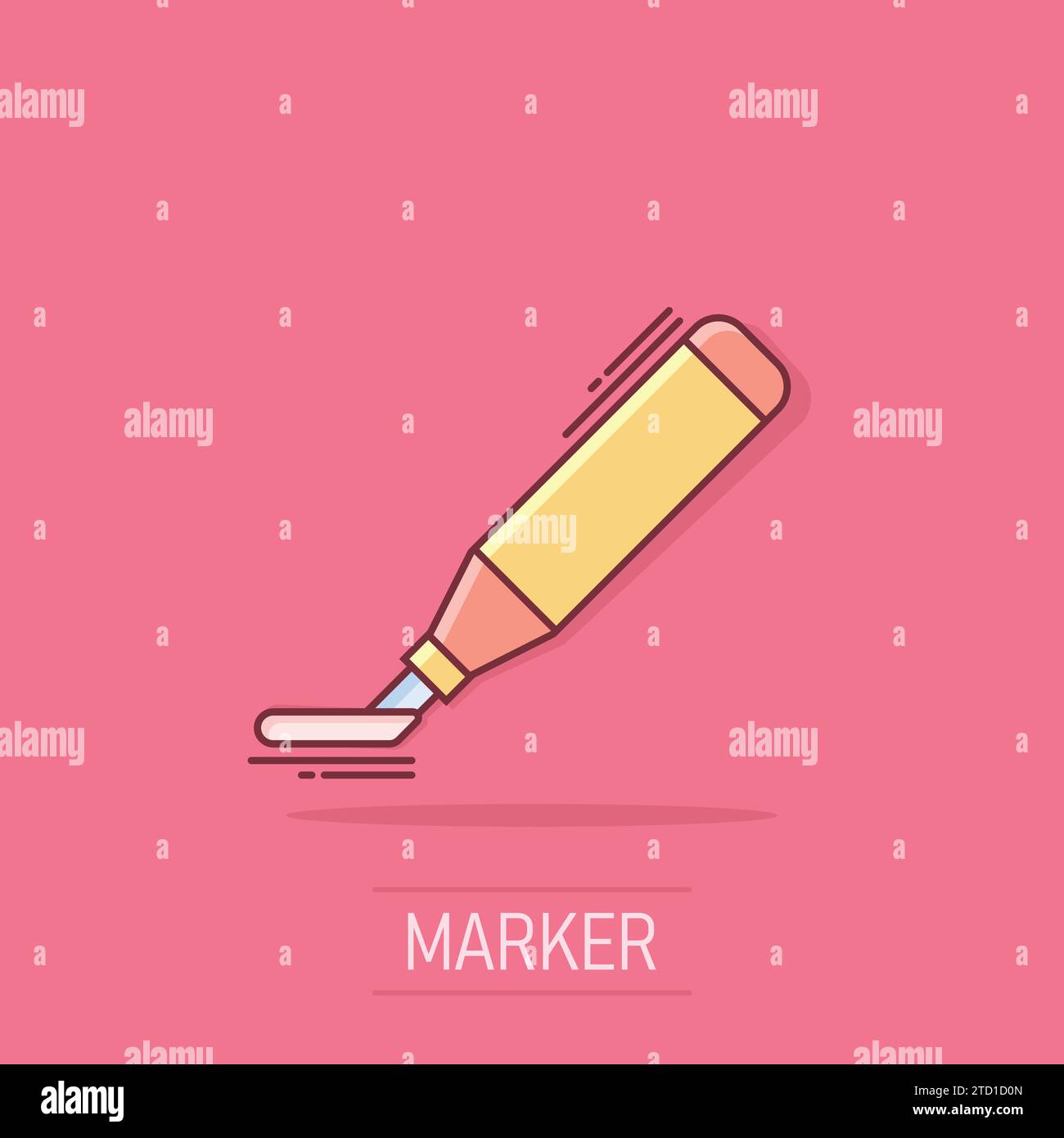 Vector cartoon highlighter marker pen icon in comic style. Highlight ...