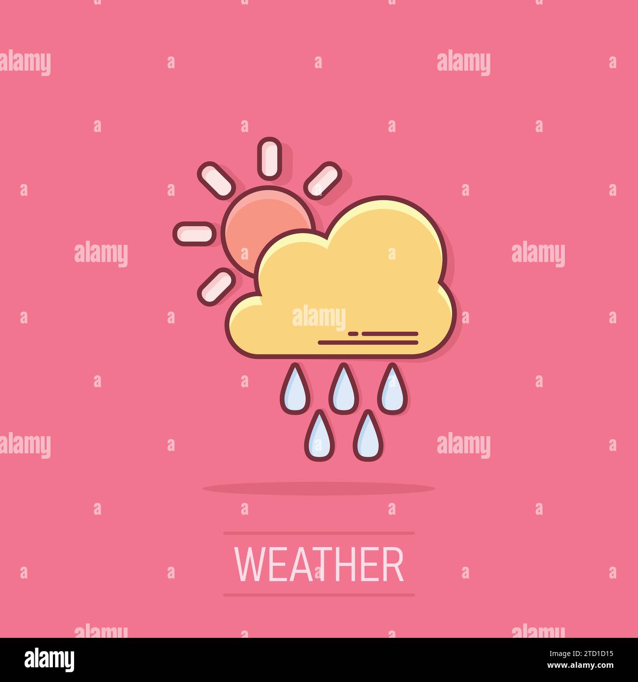 Vector cartoon weather forecast icon in comic style. Sun with clouds ...