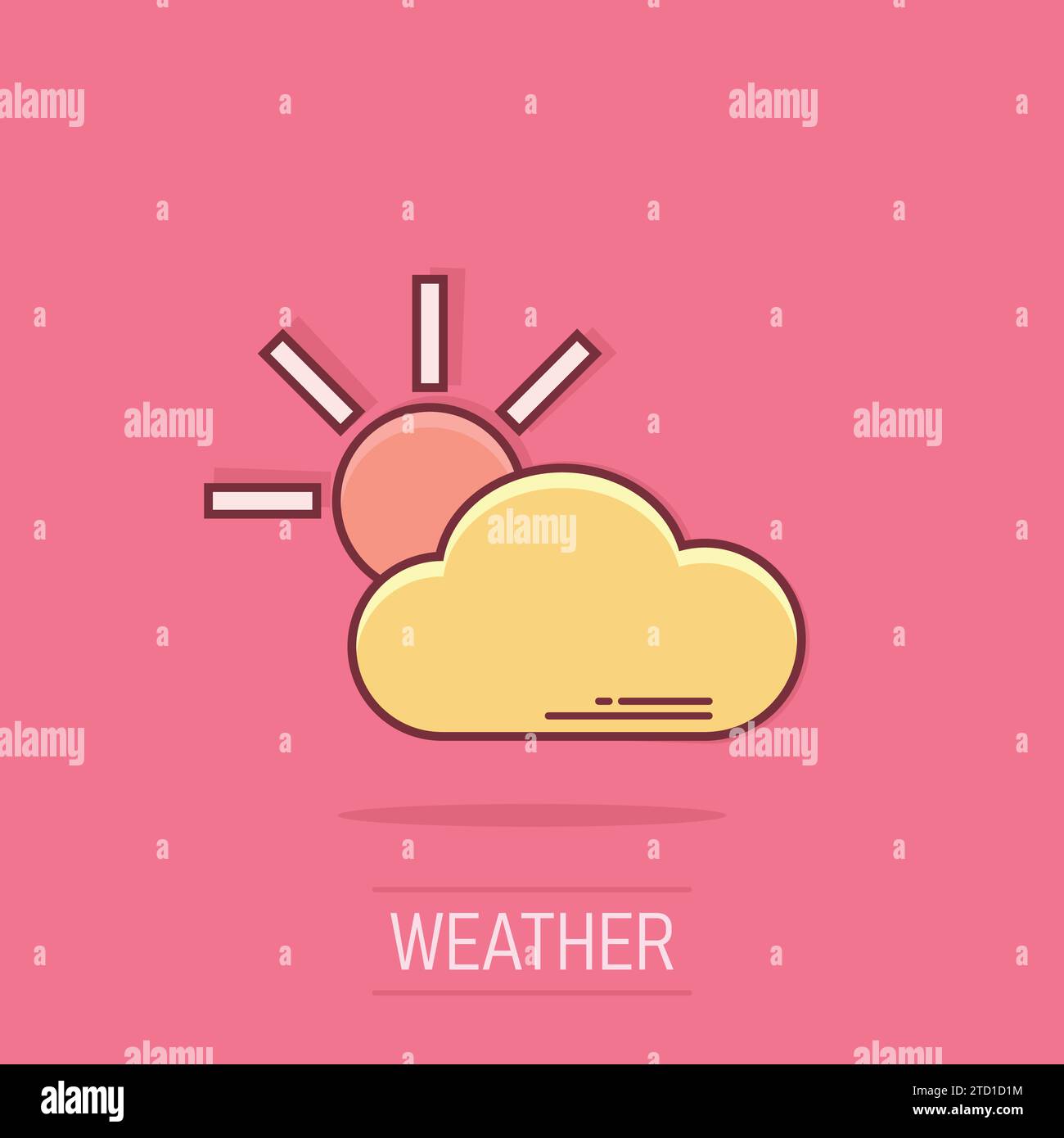 Vector cartoon weather forecast icon in comic style. Sun with clouds ...